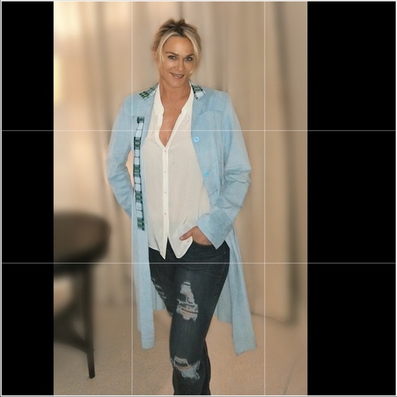 Illia | Jackets & Coats | Illia Suede Light Blue Duster Coat W Tweed ...